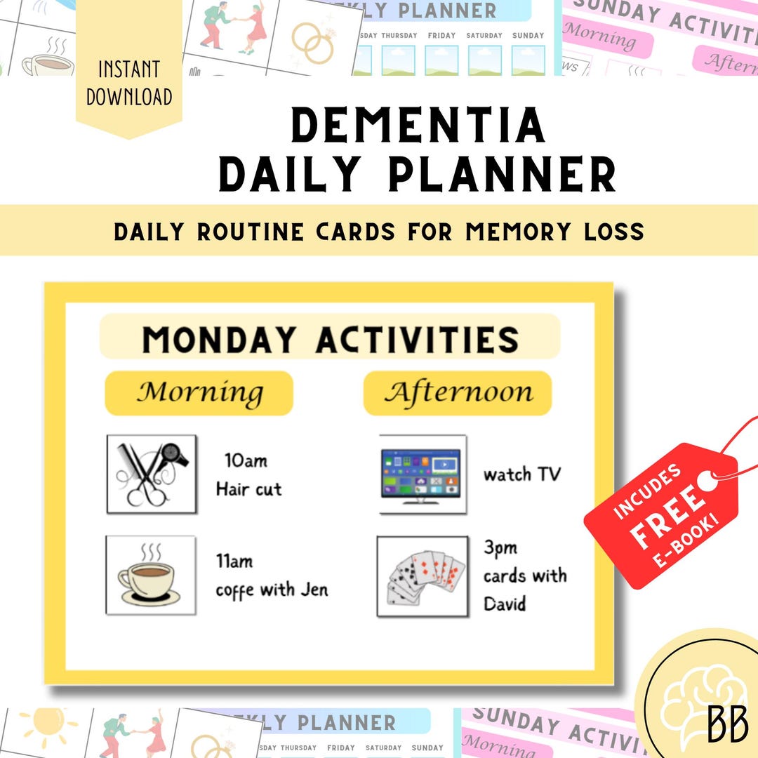 Dementia Daily Routine Planner: Caregiver Activity Cards (PDF) - Etsy