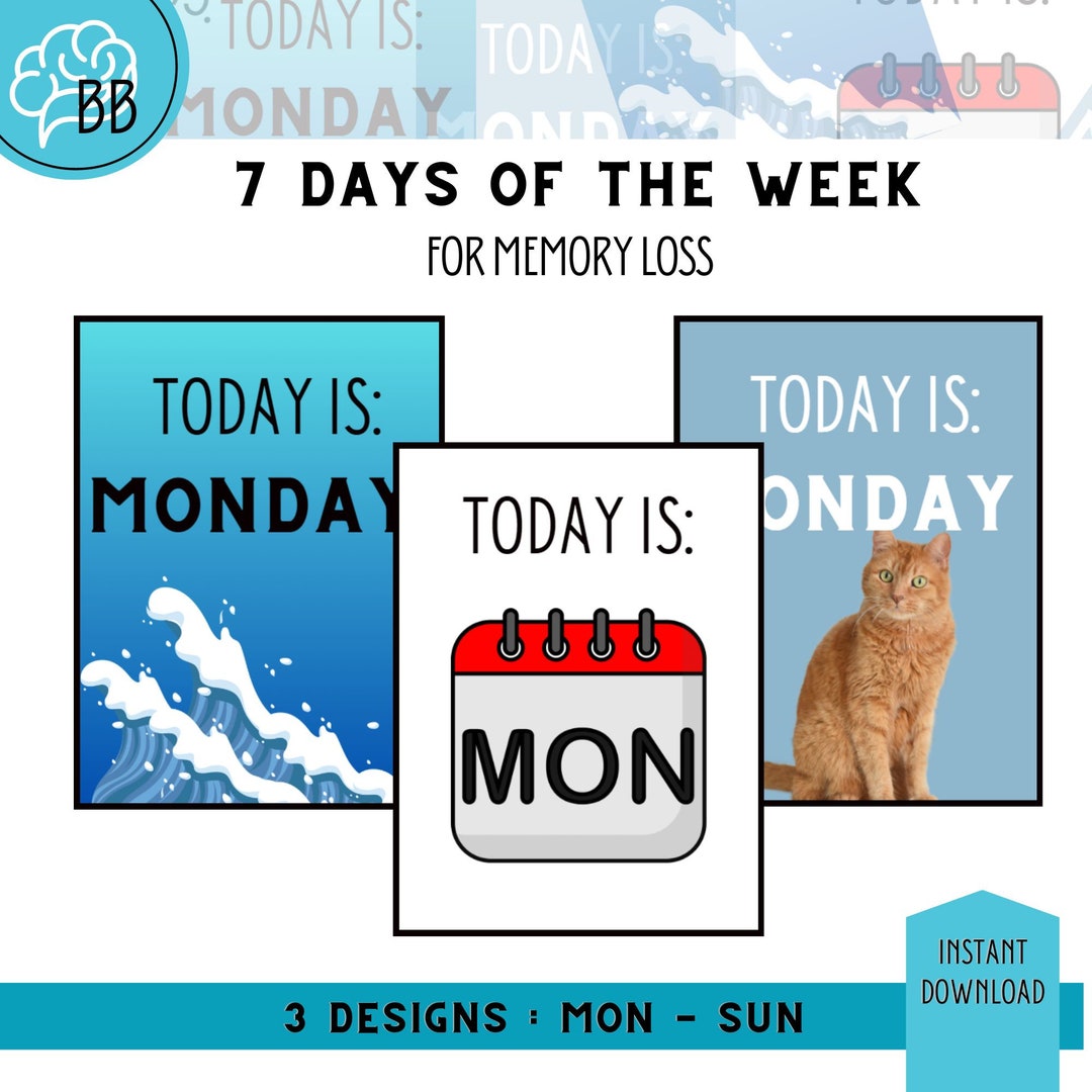 Days of the Week Poster, Communication Card, Dementia Aid, Memory Loss ...