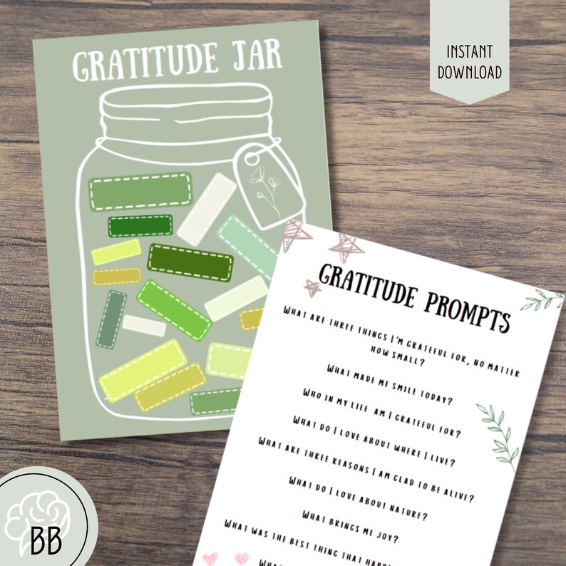 Gratitude Jar Printable Bundle | Mindfulness & Self Care | Positive ...