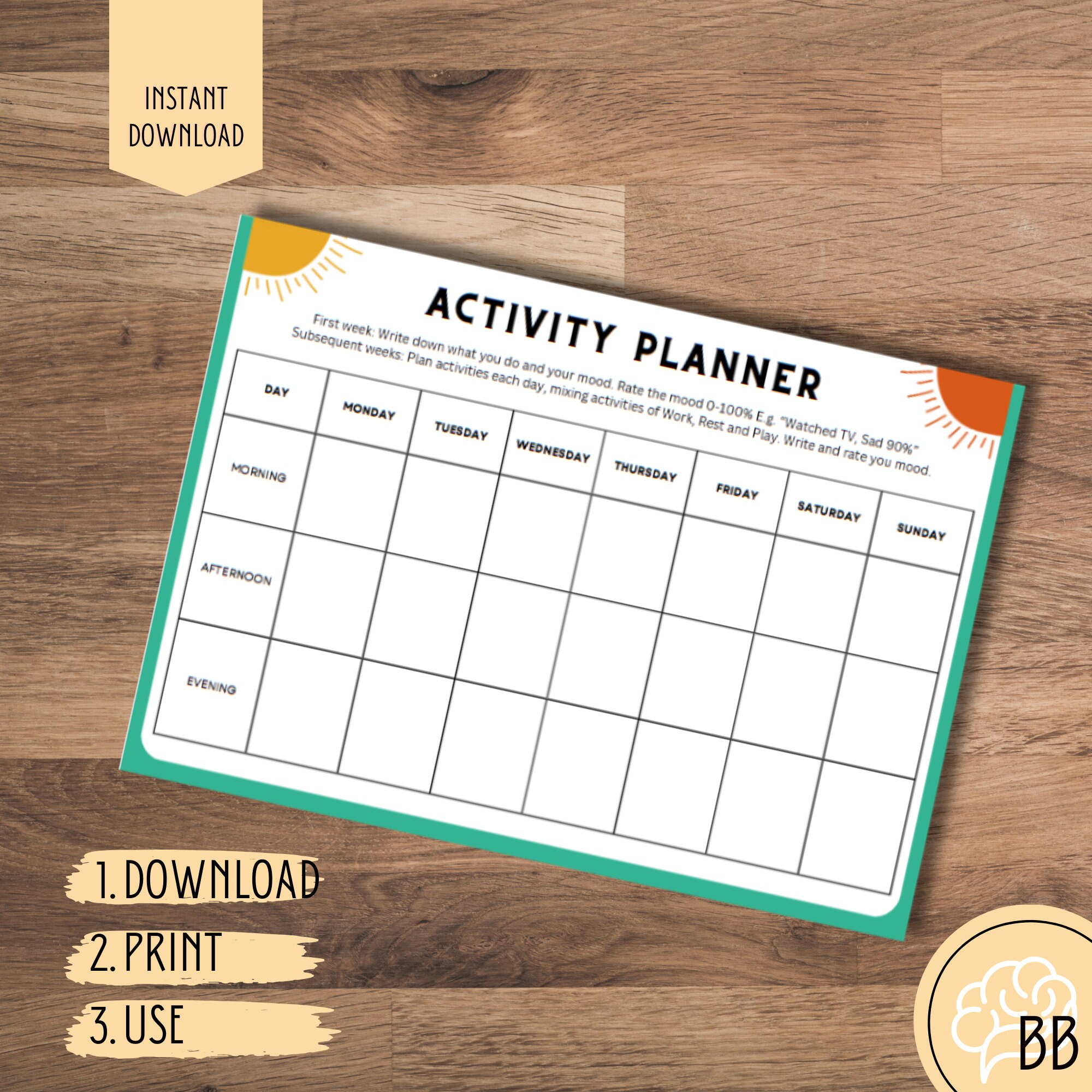 Stay Active Activity Menu and Planner for Depression, Dementia, Anxiety ...
