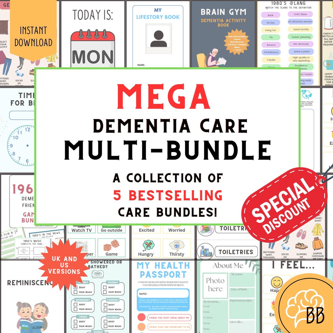 Dementia Care Multi-bundle - Printable Worksheets, Routine Cards, Memory Support Pdfs & More - Etsy