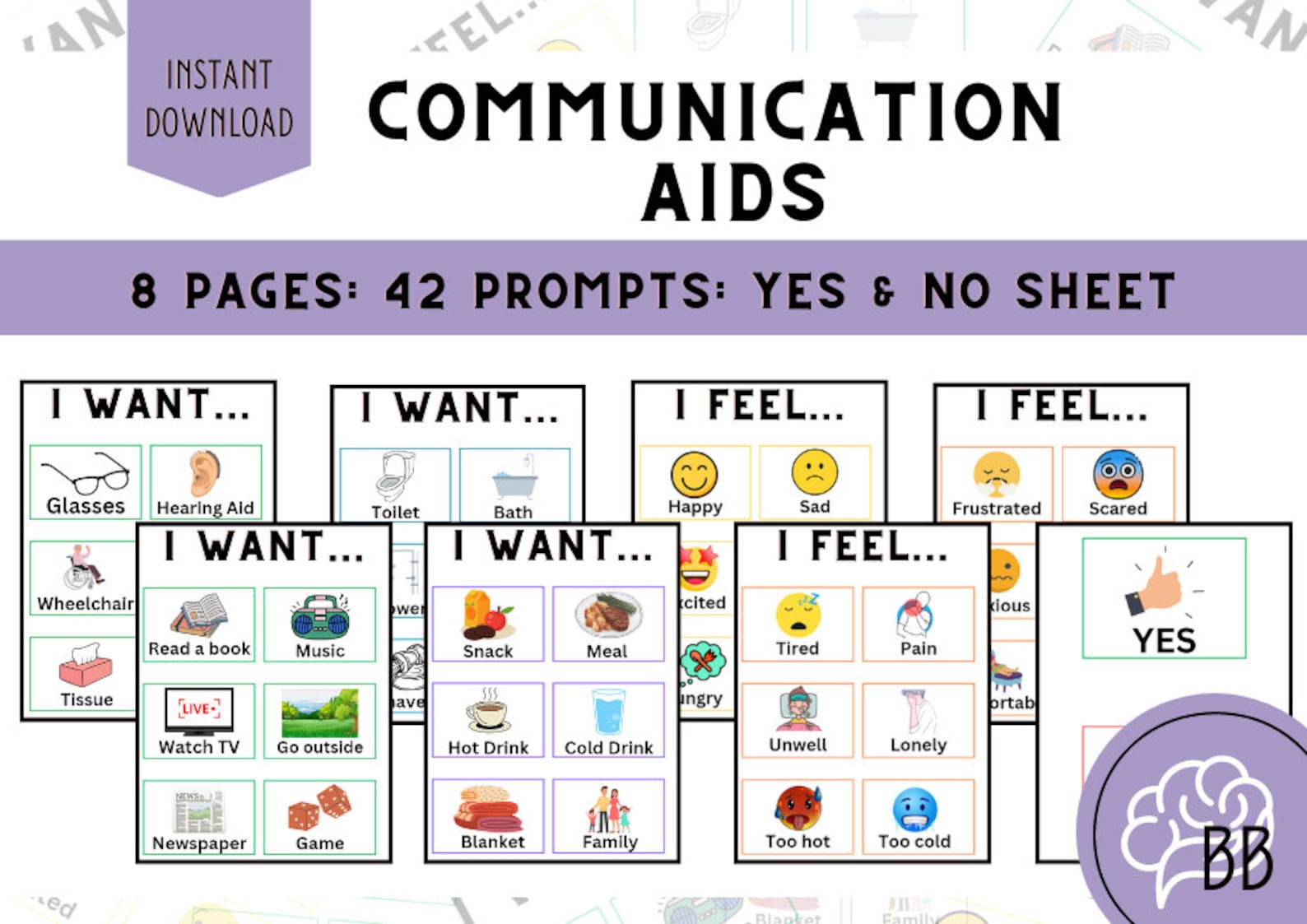 Communication Cards, Communication Board, Dementia Cards, Printable ...