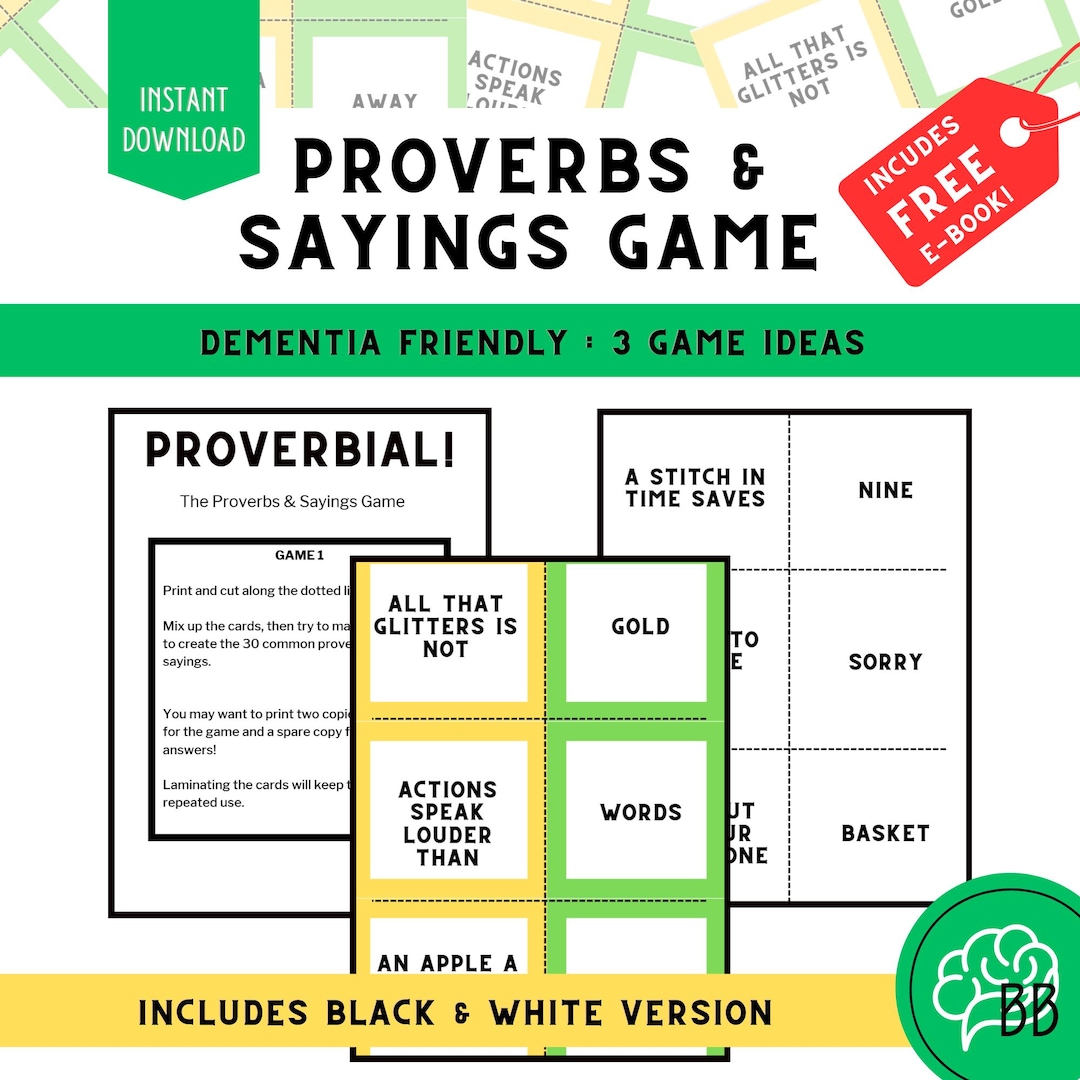 Proverb and Sayings Game for Seniors, Dementia Friendly Activity ...