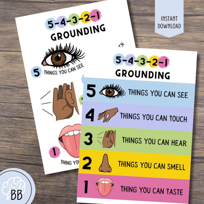 54321 Grounding Technique Print: Anxiety & Stress Relief (PDF) - Etsy