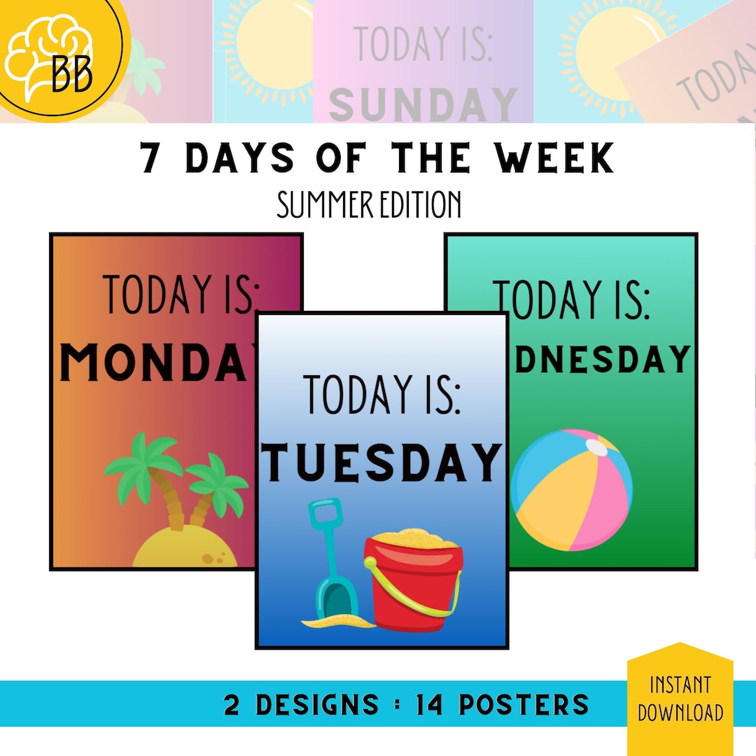 Summer Communication Cards Days of the Week for Memory Loss - Etsy