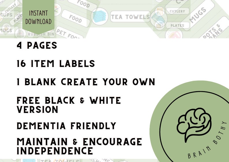 Kitchen Labels for Memory Loss Disease or Moving Home, Memory Aid ...