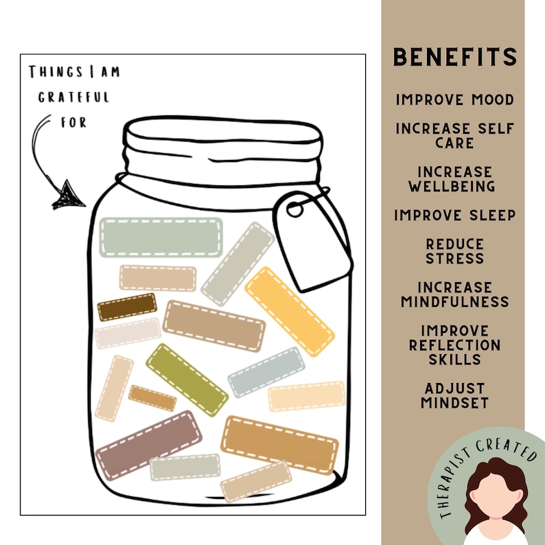 Gratitude Jar Printable | Mindfulness & Self Care | Positive Thinking ...
