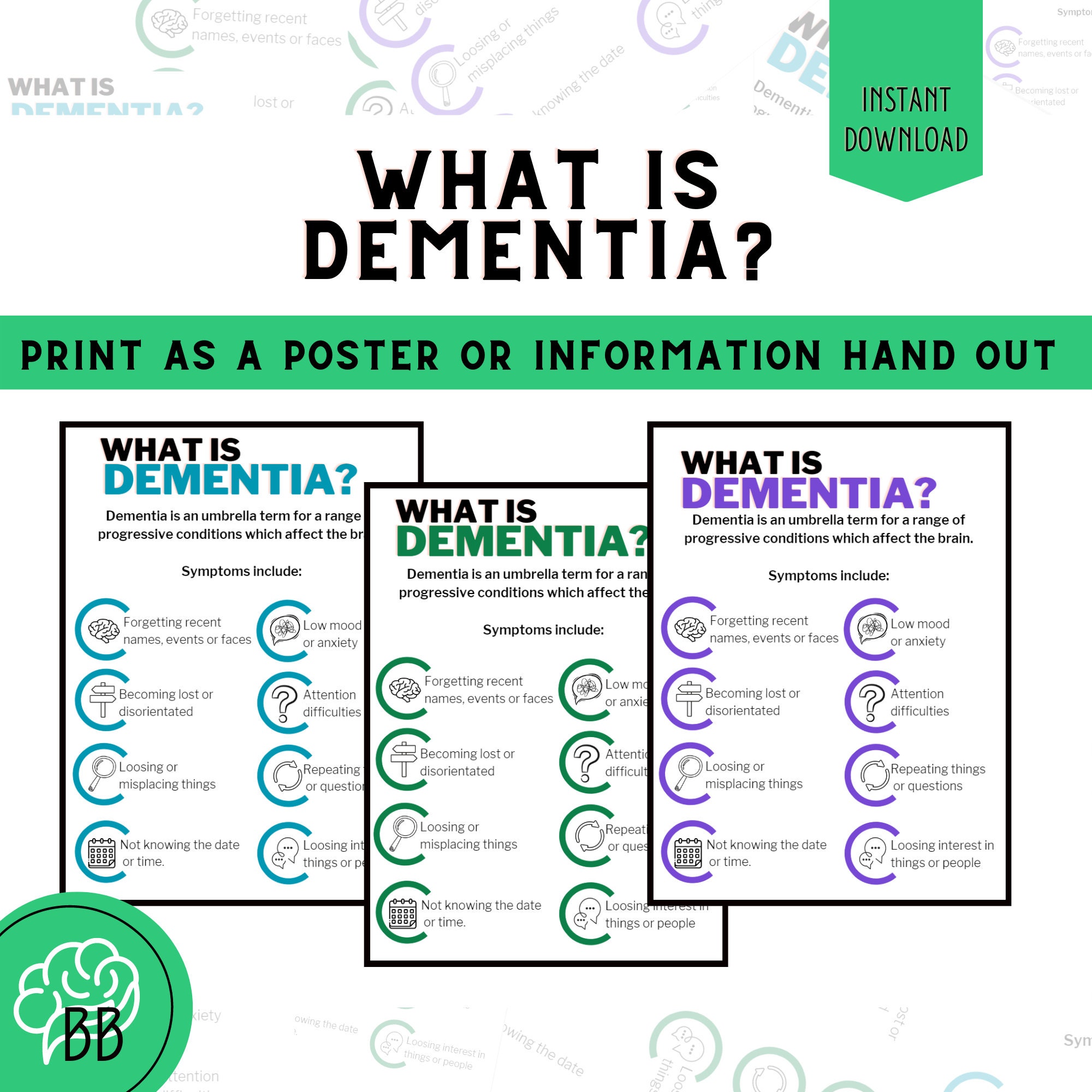What is Dementia Poster, Dementia Art Print, Psychology Resource ...