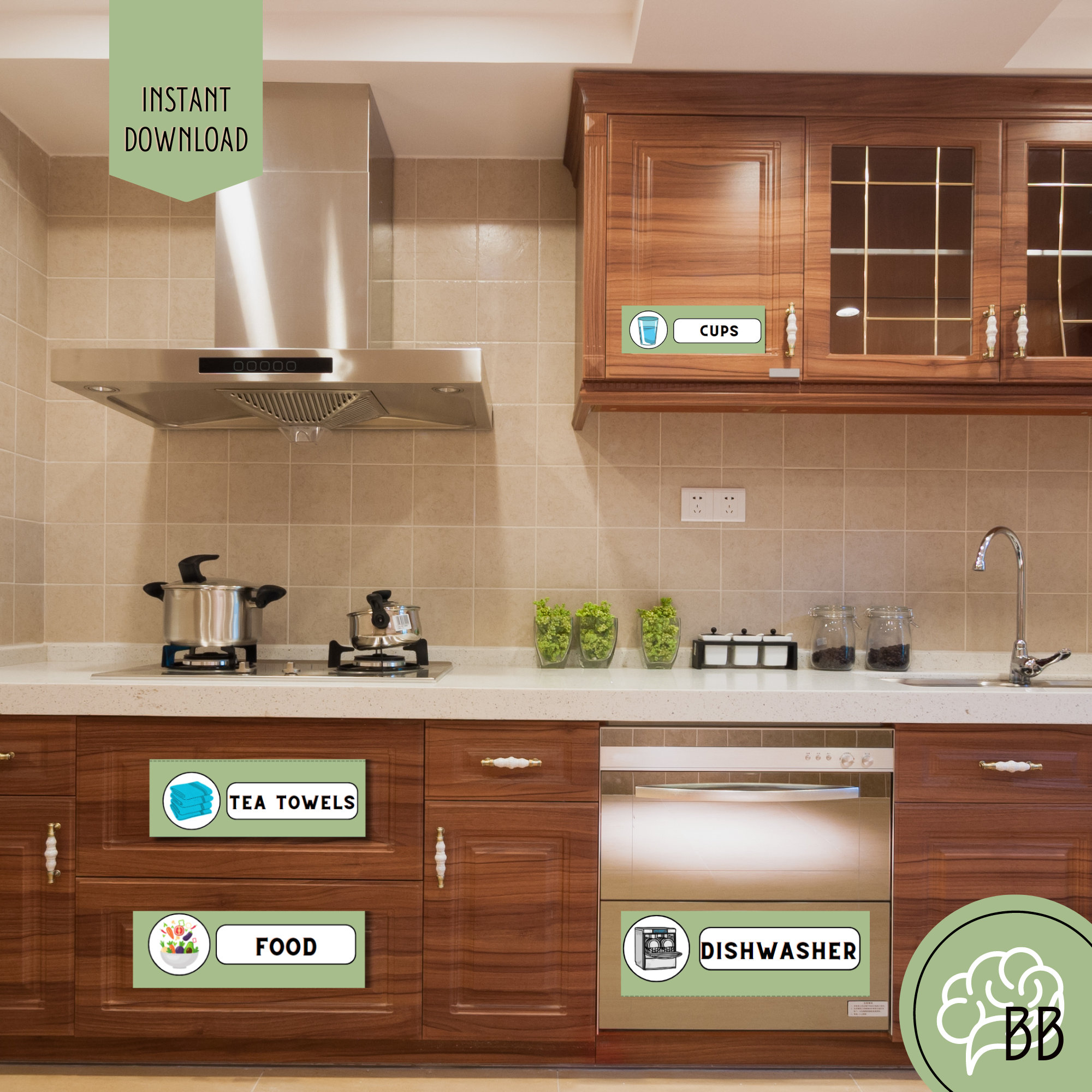 Kitchen Picture Labels for Dementia, Large Print Reusable Home Safety ...