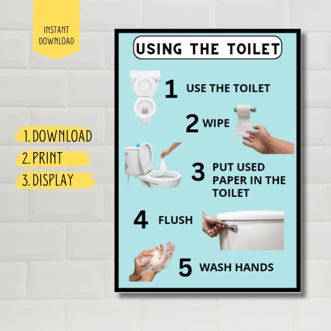 Printable Dementia Toilet Routine Card, Daily Living Aid for Memory ...