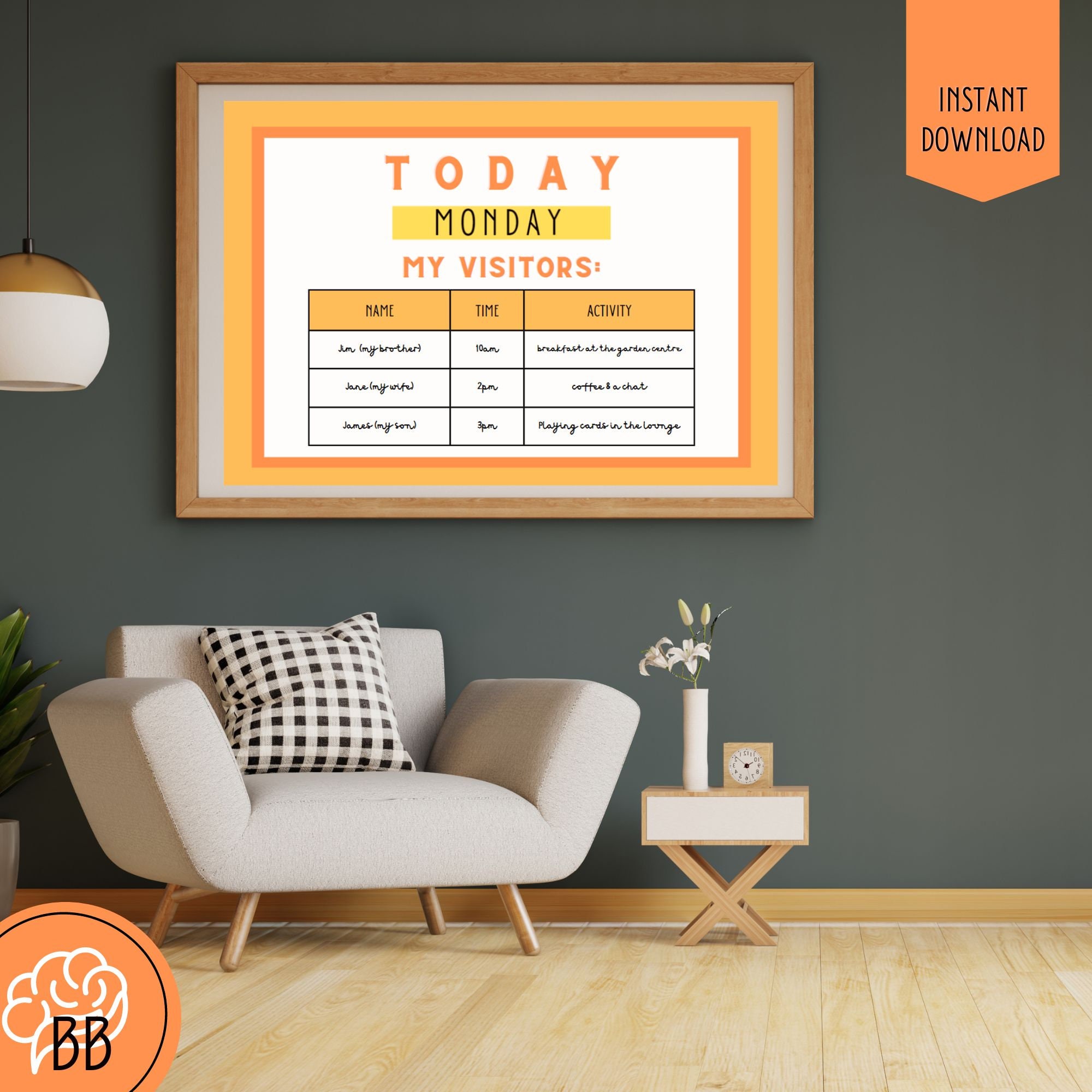 Daily Visitor Chart for Assisted Living - Printable Dementia Aid ...