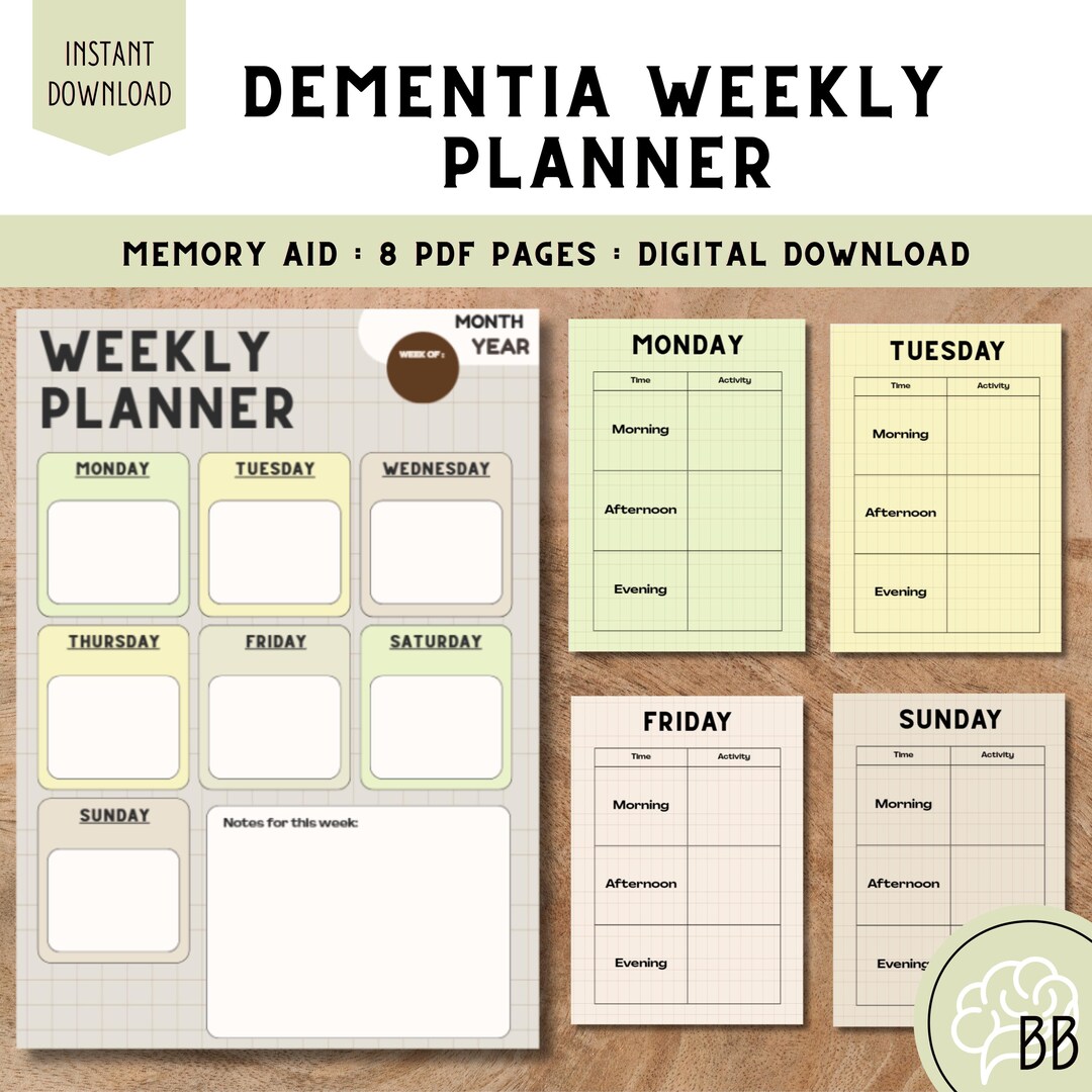 Dementia Weekly Routine Planner | Daily Schedule & Reminder Board ...