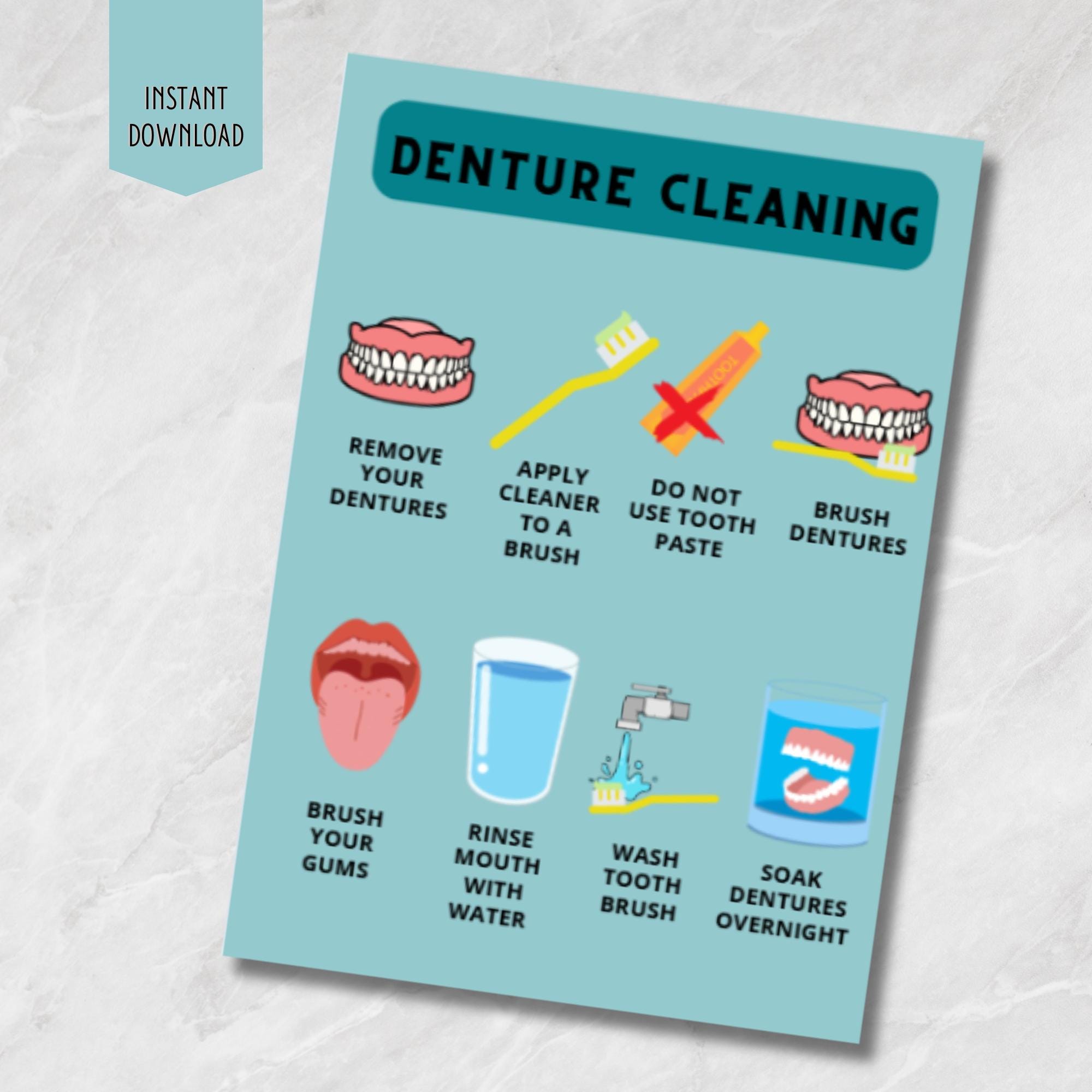 Denture Cleaning Routine Card: Memory Care, Home Safety (PDF Download ...