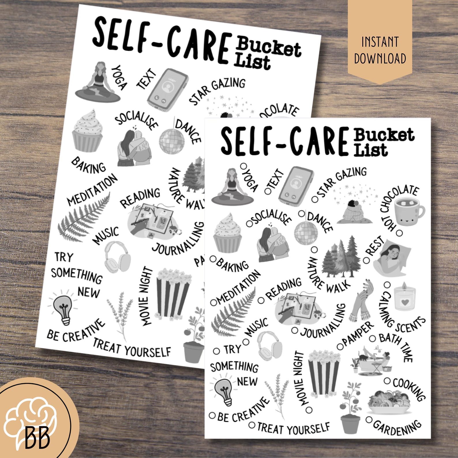 Self-care Bucket List Printables: Mental Health Checklist (PDF ...