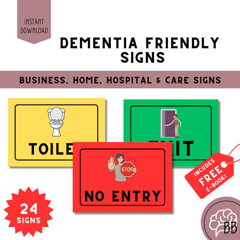 Dementia Friendly Door Sign Bundle, Reusable Memory Loss Labels, Daily ...