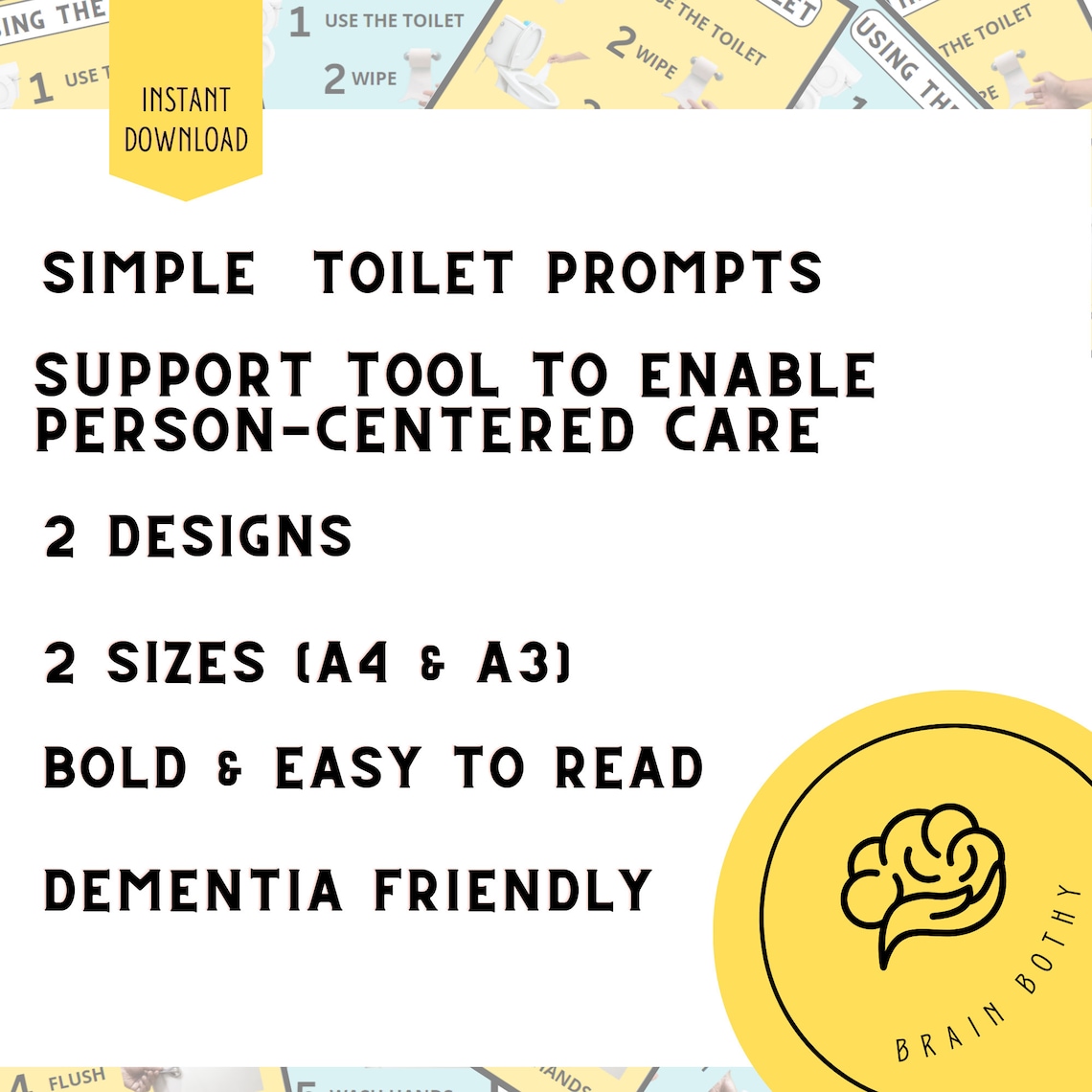 Printable Dementia Toilet Routine Card, Daily Living Aid for Memory ...