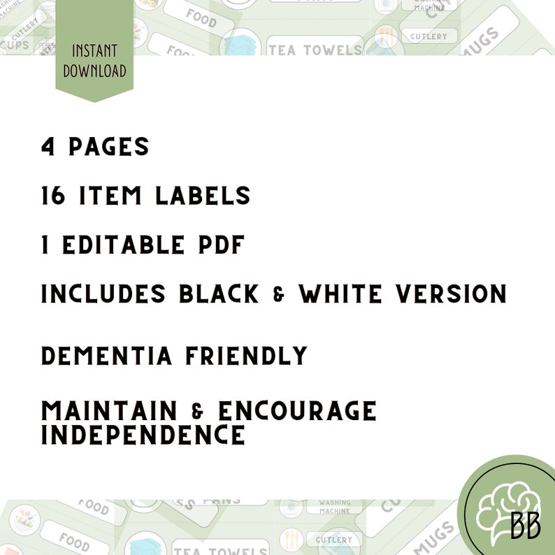 Kitchen Labels for Dementia: Large Print Home Safety Signs (PDF ...