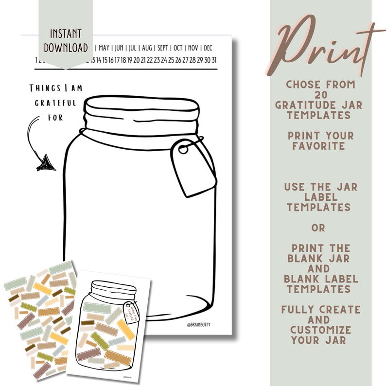 Gratitude Jar Printable Bundle | Mindfulness & Self Care | Positive ...