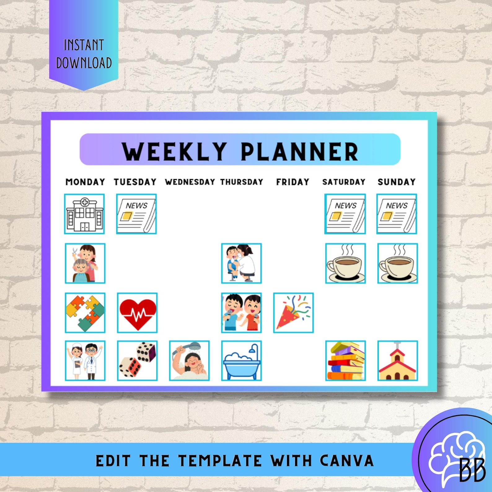 Editable Daily Weekly Routine Planner, Dementia, Autism Learning ...