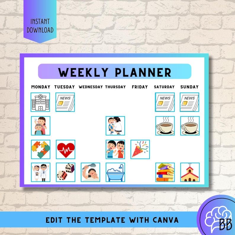 Editable Daily Weekly Routine Planner, Dementia, Autism Learning ...