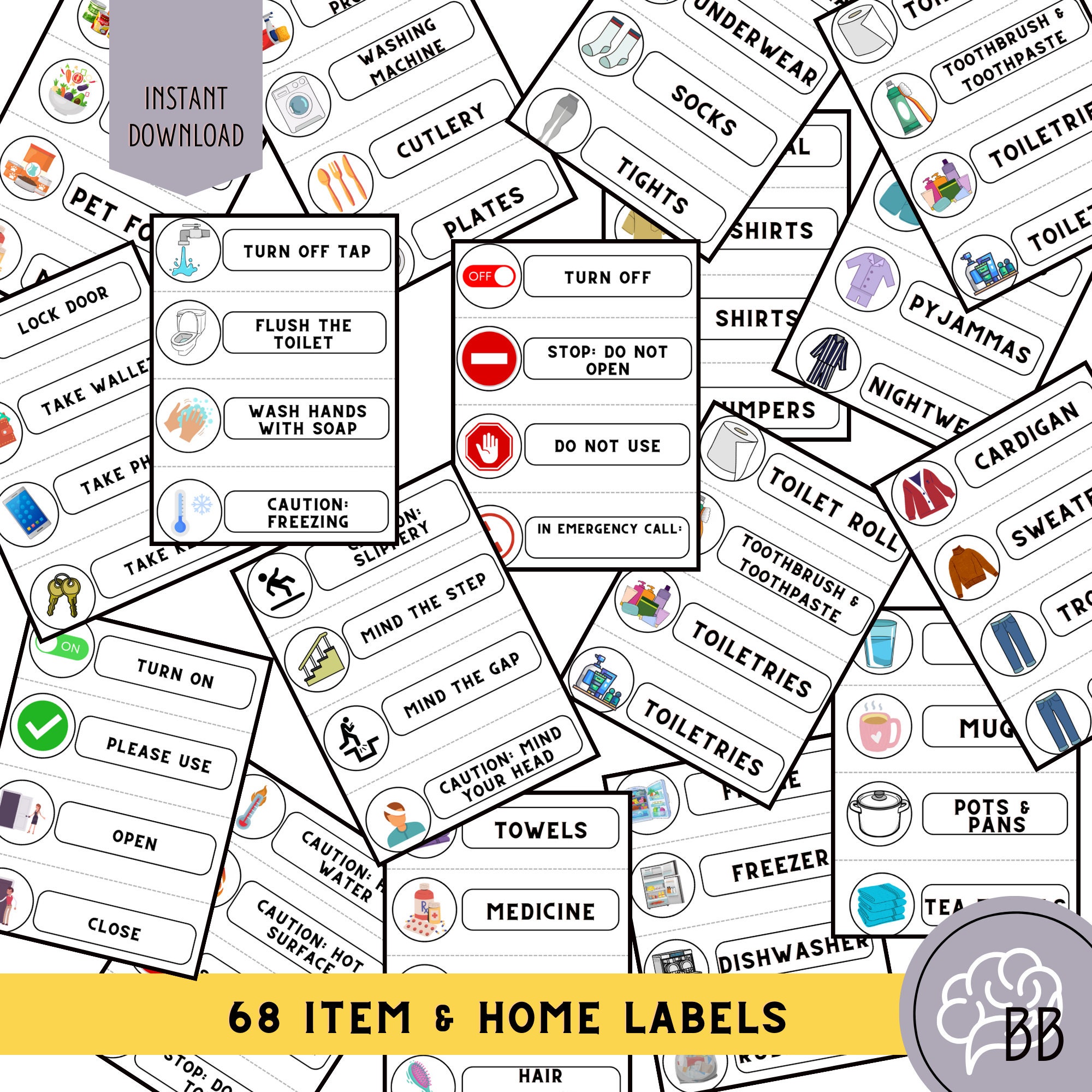 Over 70 Dementia Labels Care Bundle, Flashcards, Memory Loss Help ...