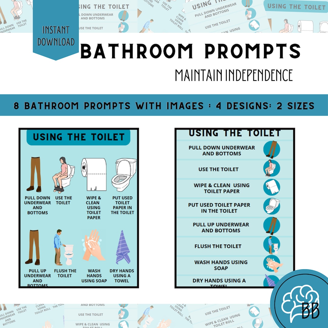 Large Printable Dementia Toilet Routine Card - Daily Living Aid for ...