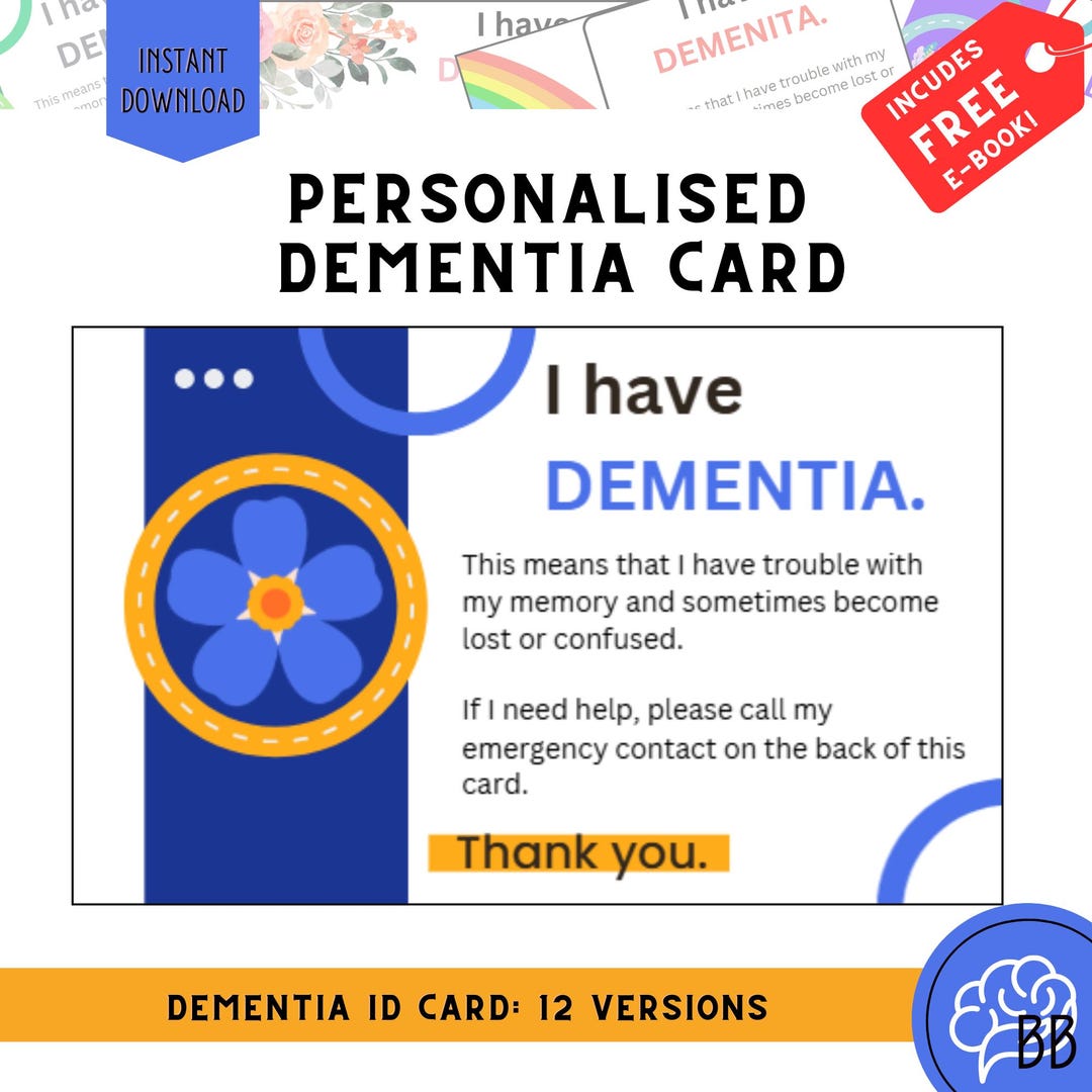 Personalized Dementia ID Card: Printable Emergency Contact (PDF ...