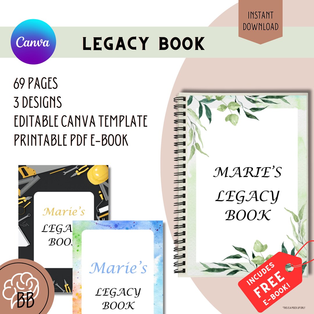 Legacy Book Dementia Life Story, Editable Canva Template, PDF Scrap ...