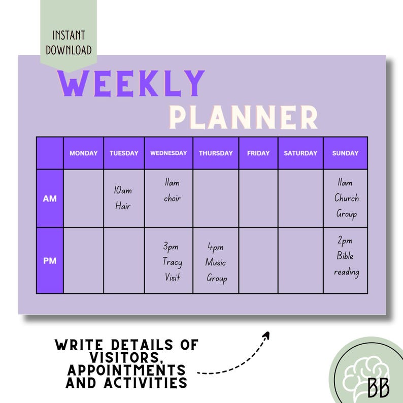 Dementia Care Printable Pack: Memory Aids, Daily Planner, Door Sign ...