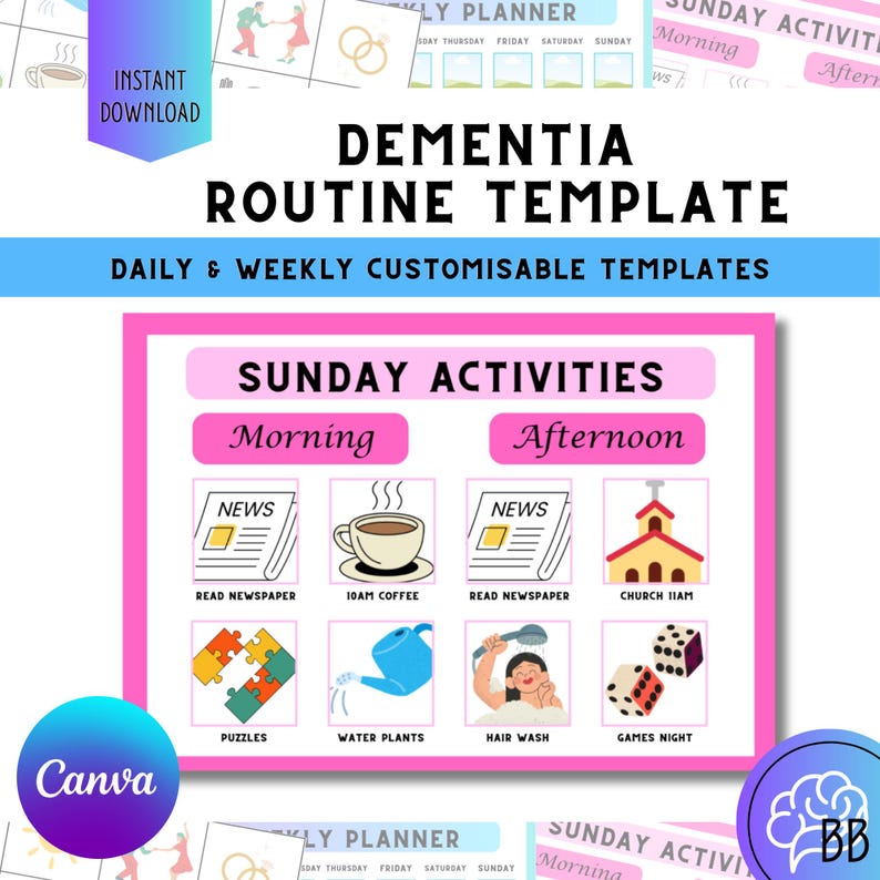 Editable Daily Weekly Routine Planner, Dementia, Autism Learning ...