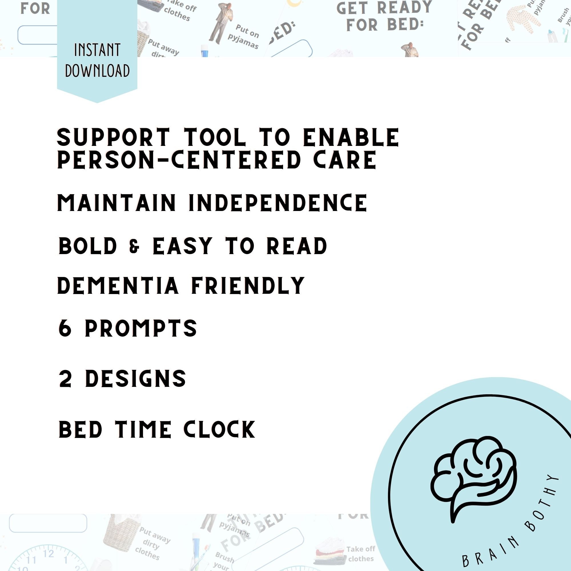 Bedtime Routine Cards for Dementia Care - Easy-to-use Printable ...