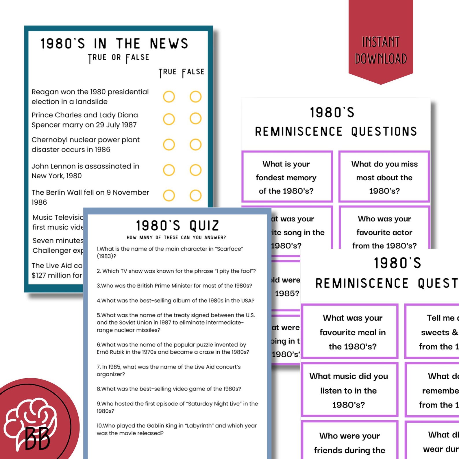 Dementia Friendly 1980's Activity Games Pack, Quiz, Music, Film and ...
