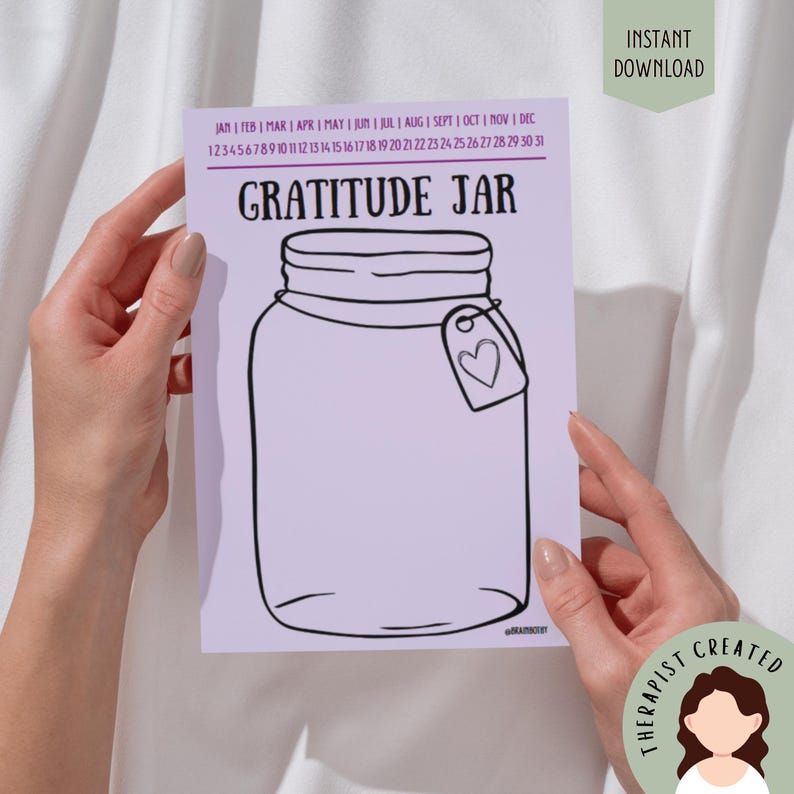 Gratitude Jar Printable | Mindfulness & Self Care | Positive Thinking ...