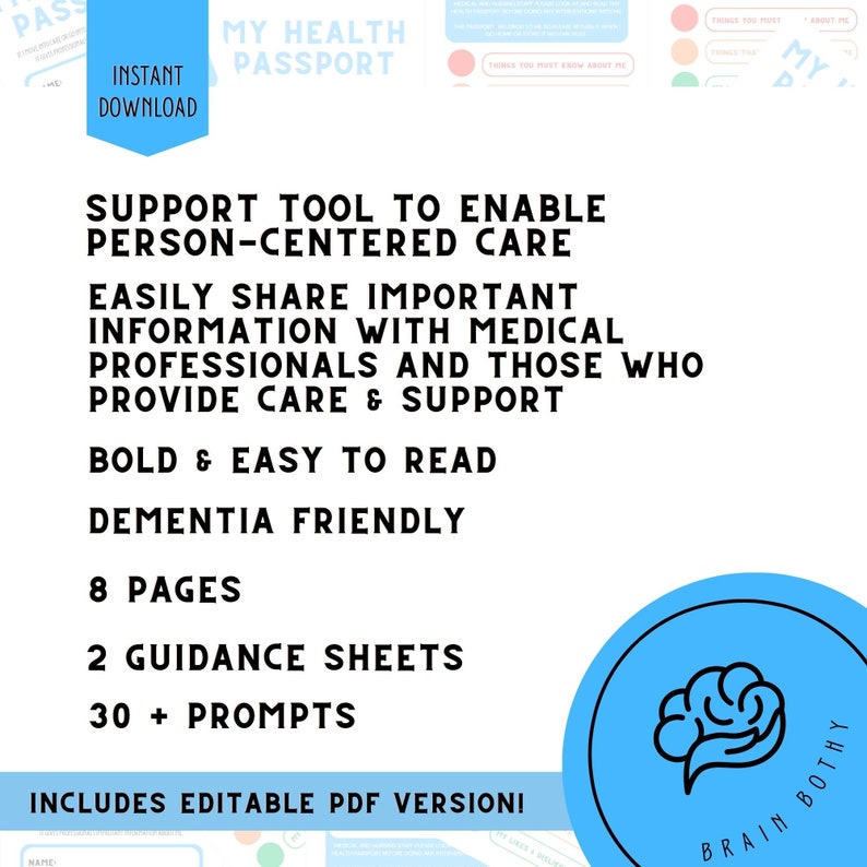Hospital Essentials: Health Passport, Printable Digital Fillable Health ...