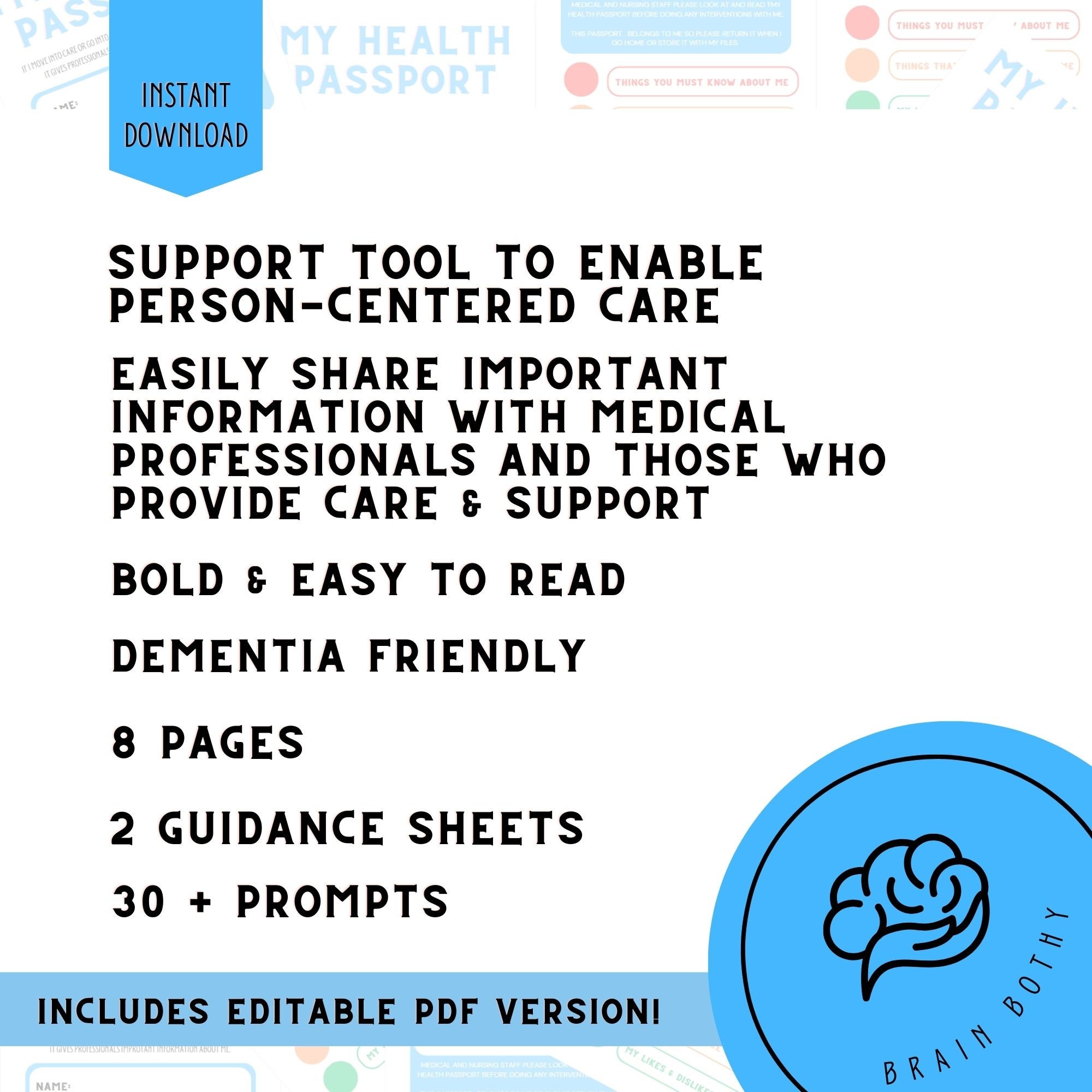 Hospital Essentials: Health Passport, Printable Digital Fillable Health ...