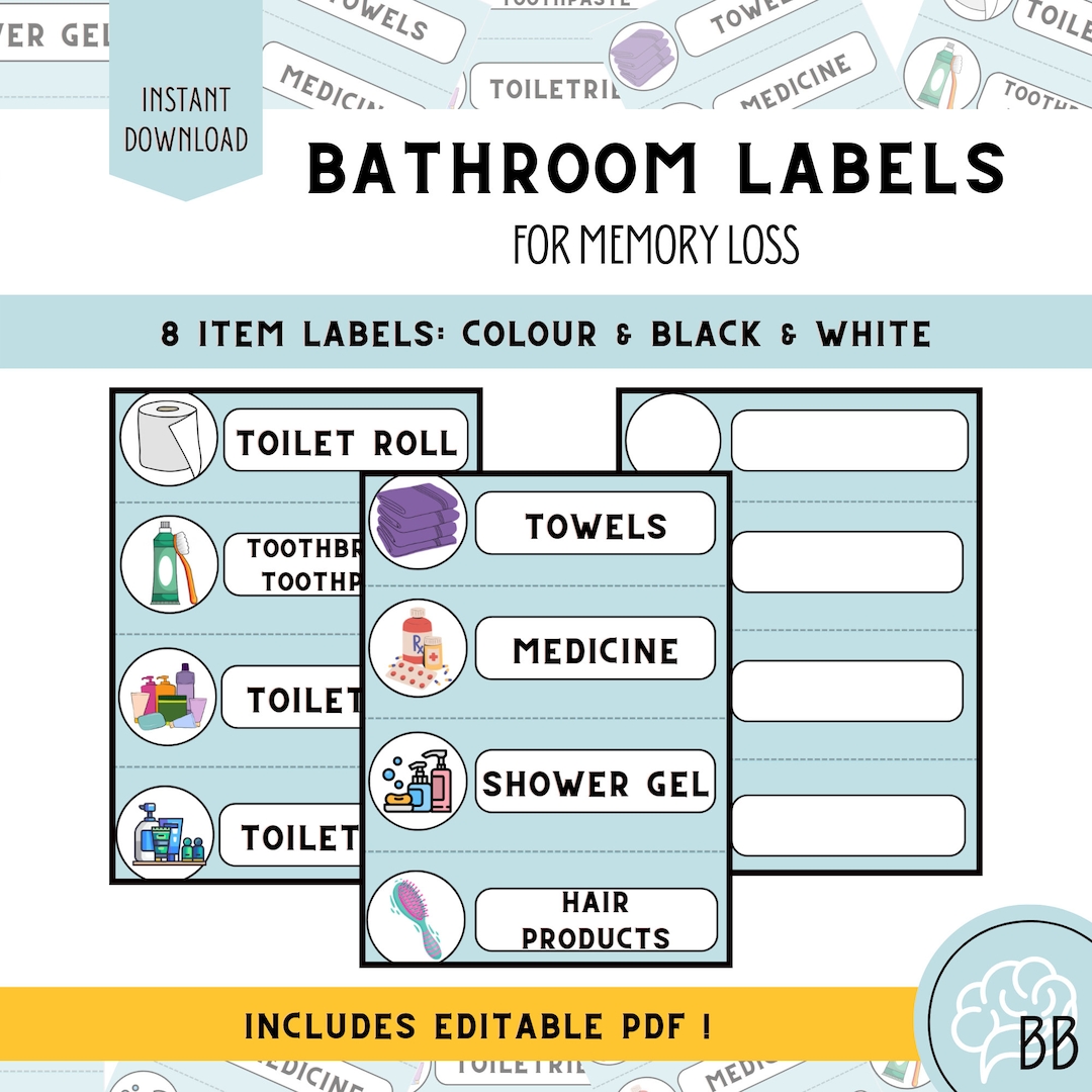 Bathroom Labels for Dementia: Home Safety Signs (PDF Download) - Etsy