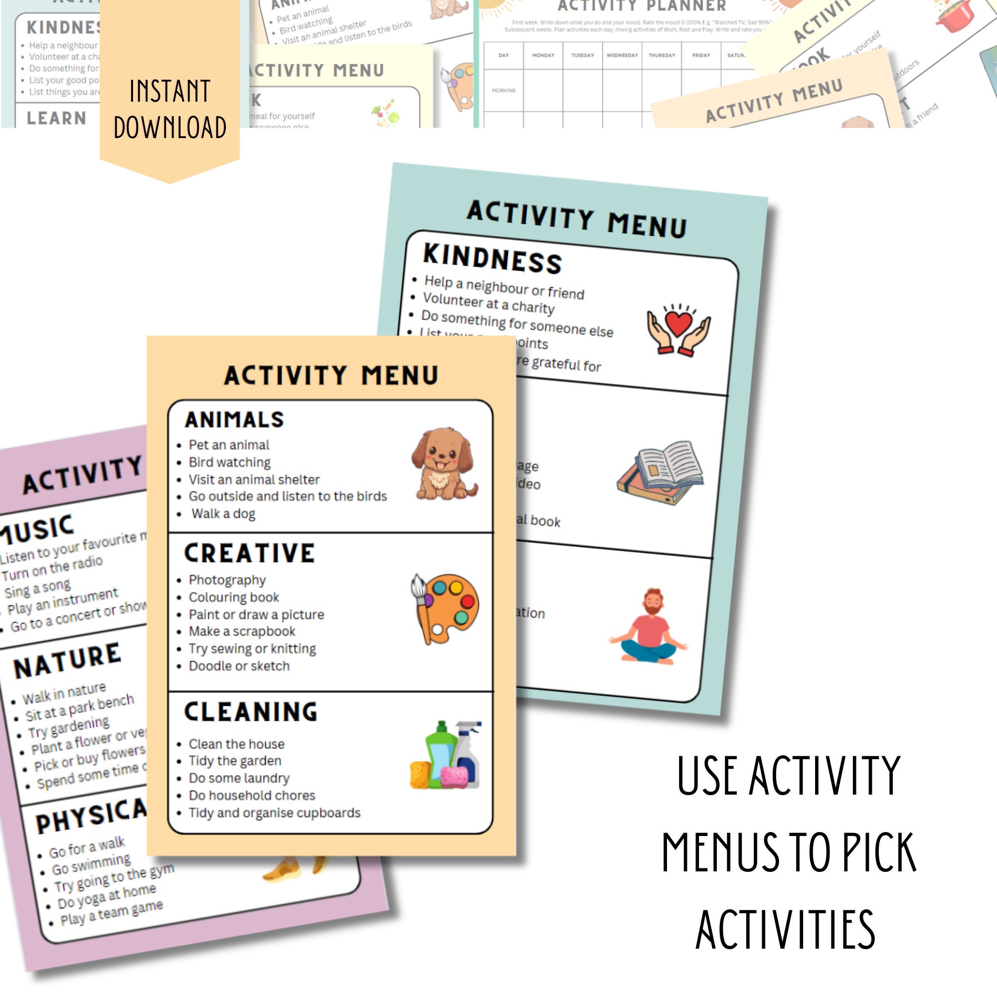 Stay Active Activity Menu and Planner for Depression, Dementia, Anxiety ...