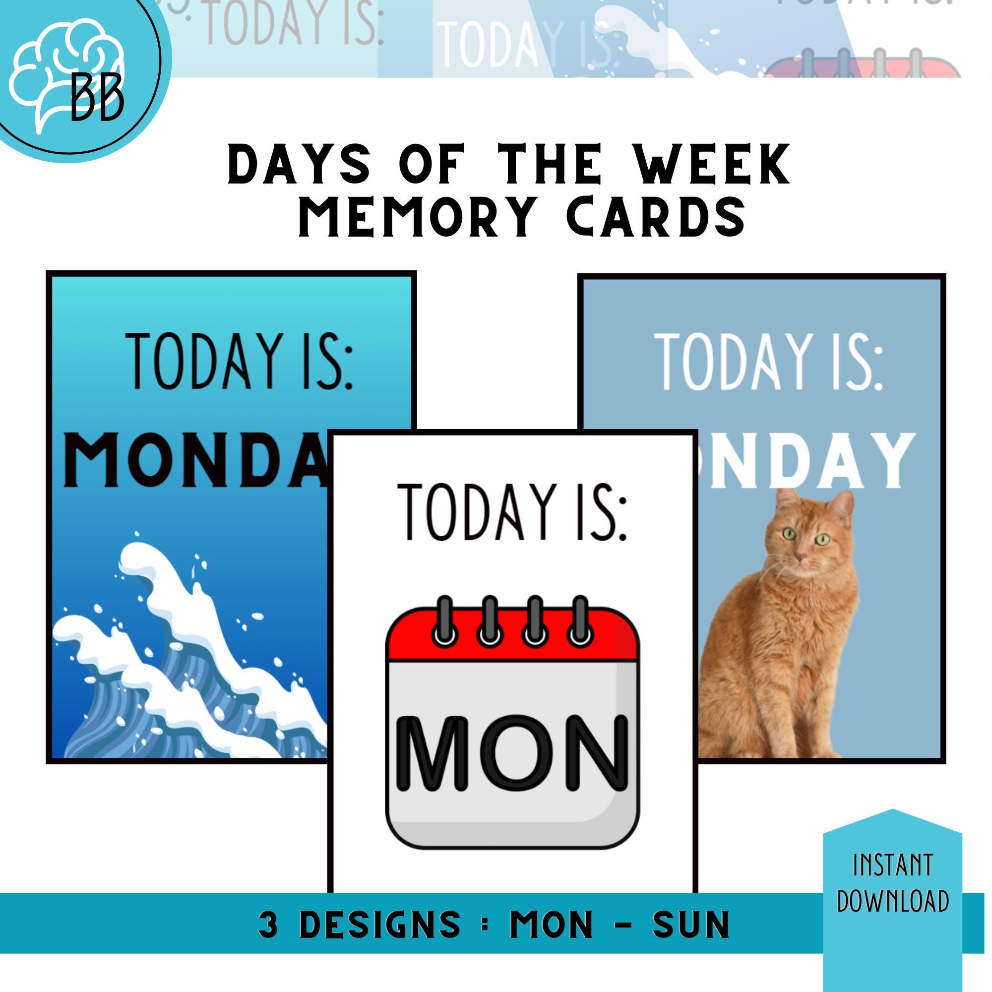 Days of the Week Memory Cards for Dementia (PDF Download) - Etsy