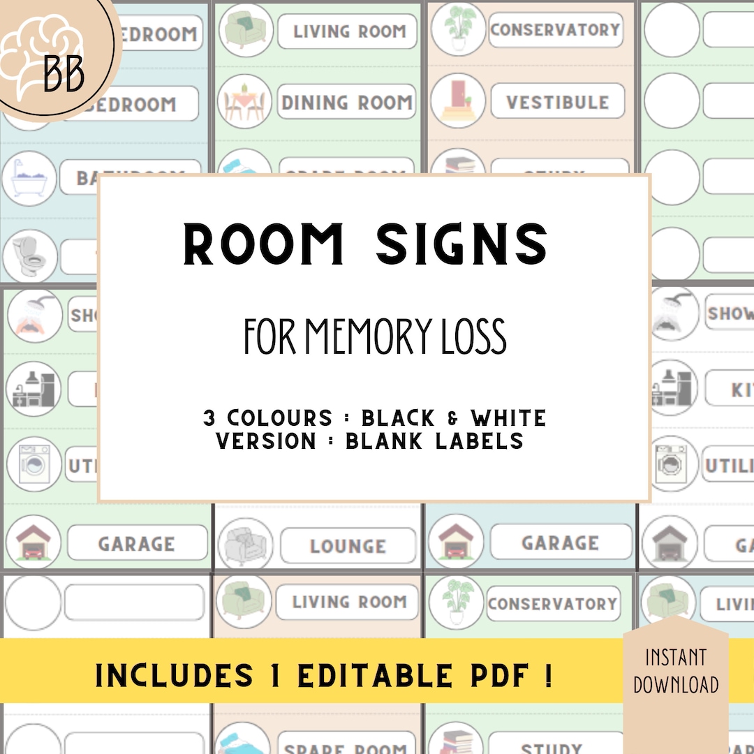 Dementia Room Signs | Easy Read Labels for Memory Loss (PDF Download ...