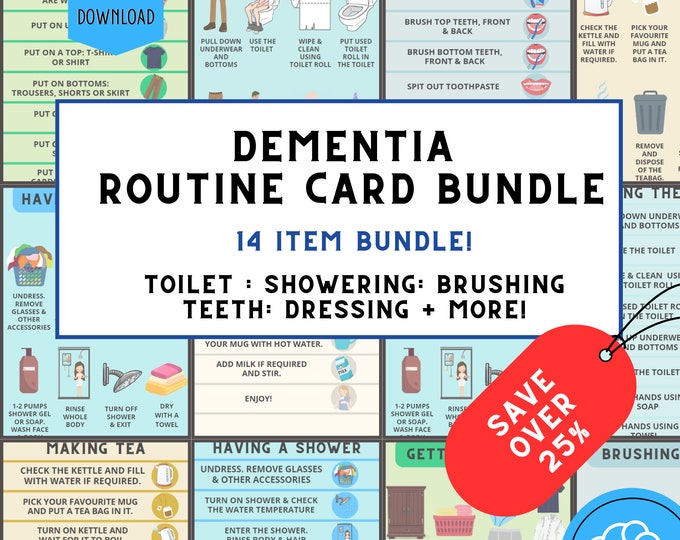 Dementia Routine Cards Bundle: Daily Visual Schedule, Task Prompts ...