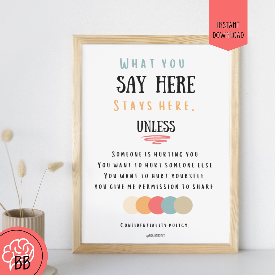 Confidentiality Therapy Office Decor Mental Health Poster CBT Print ...