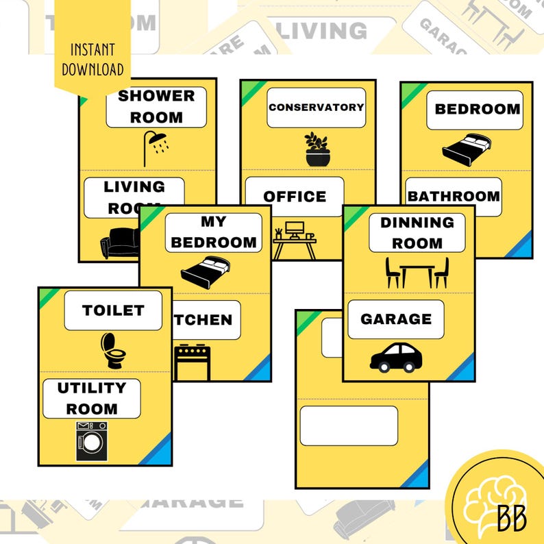 Large Print Dementia Door Sign Bundle, Reusable Memory Loss Labels ...