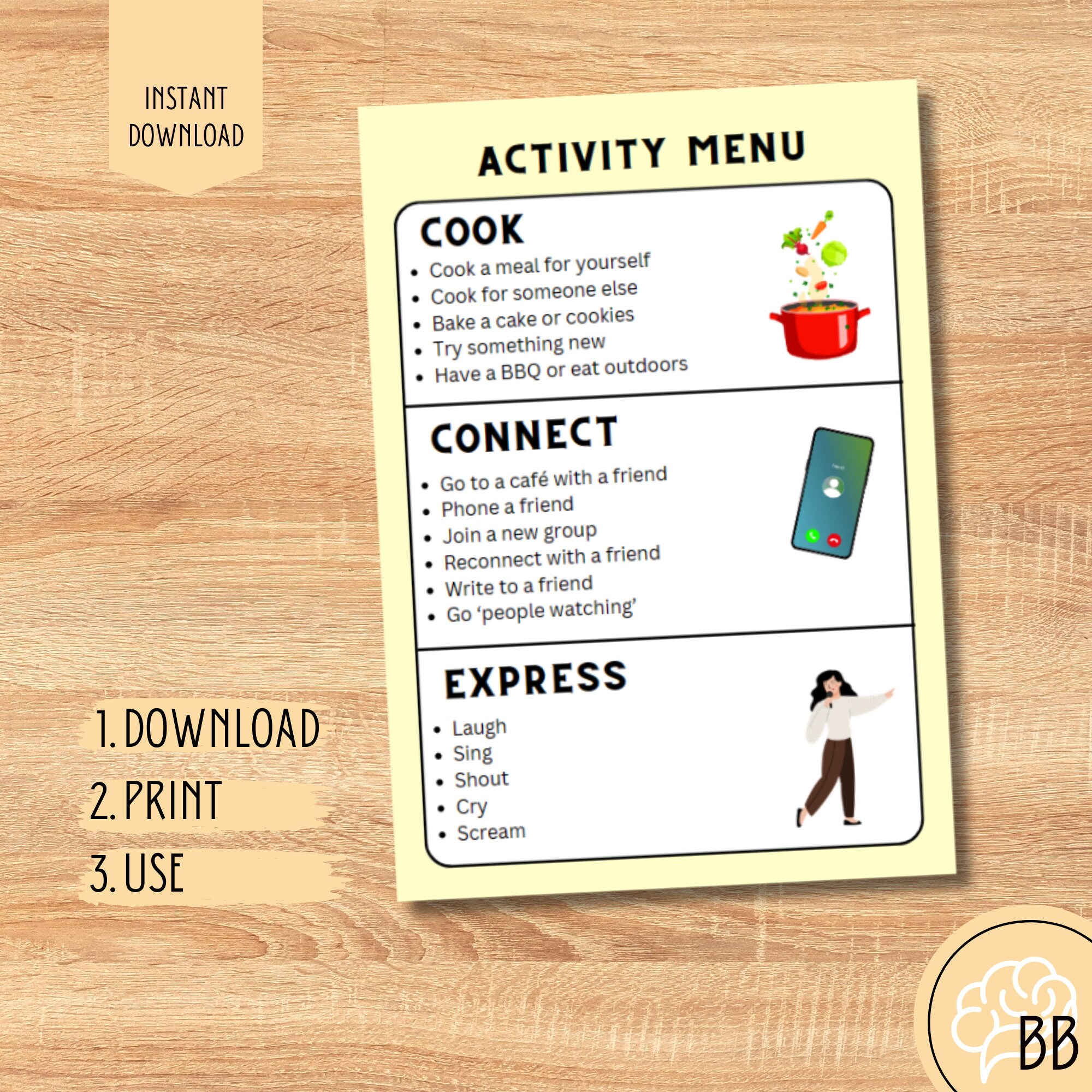 Stay Active Activity Menu and Planner for Depression, Dementia, Anxiety ...