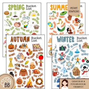Seasonal Bucket List Printables: Self-care Activity Checklists (24-page ...