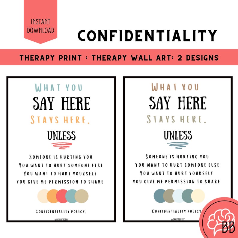 Confidentiality Therapy Office Decor Mental Health Poster CBT Print ...