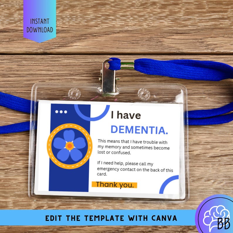 Editable Dementia ID Cards Template: Safety Cards for Seniors (digital ...