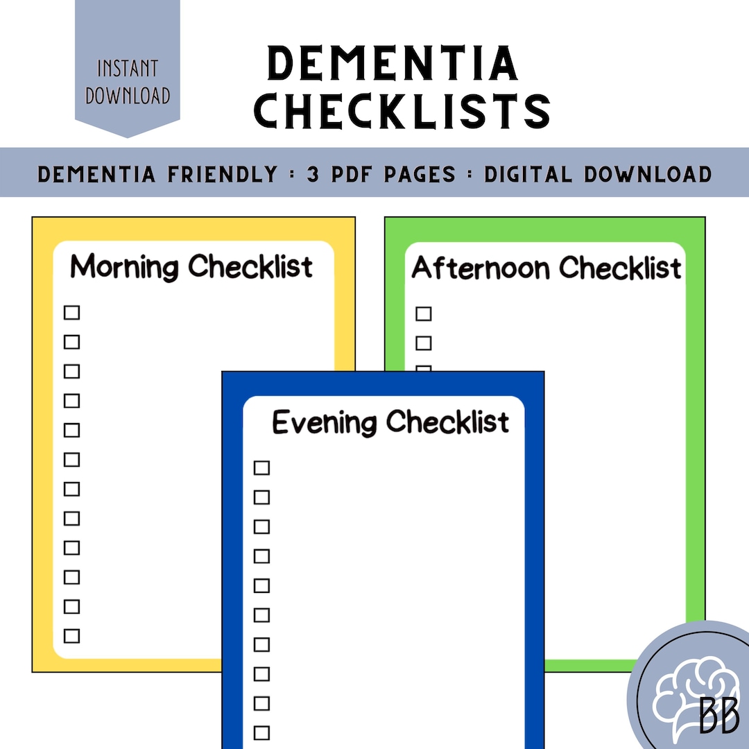 Dementia Checklist for Daily Reminders. PDF Print Digital Download. - Etsy