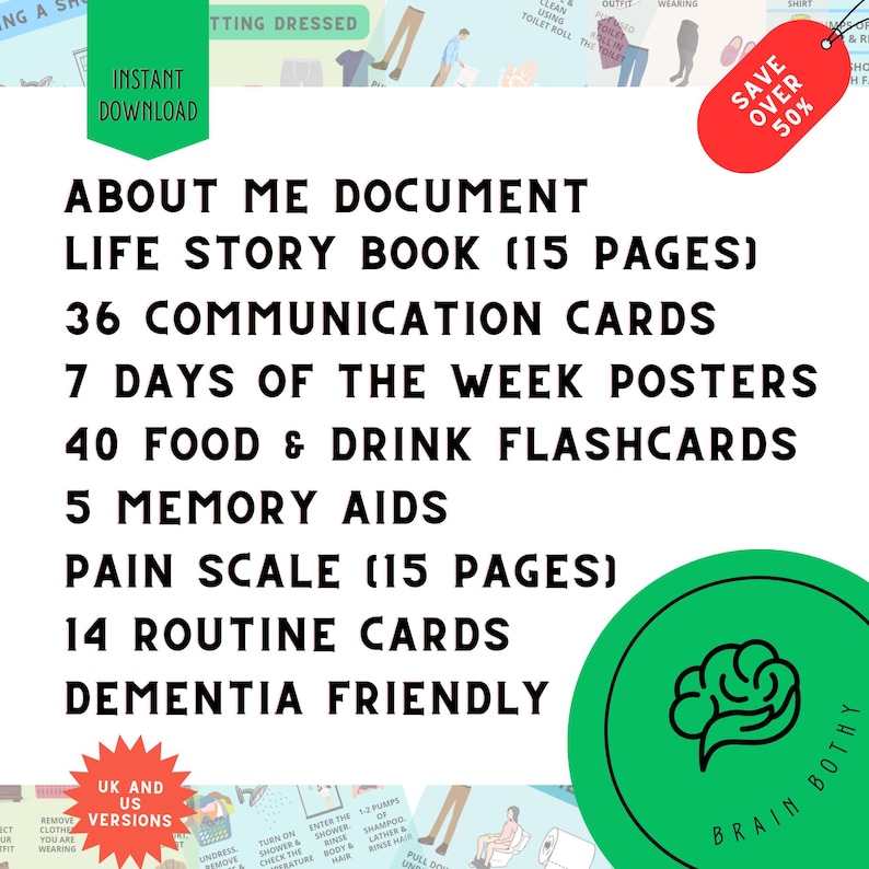 Dementia Care Communication & Routine Cards Bundle (PDF) - Etsy
