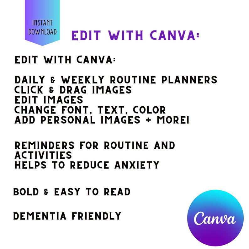 Editable Daily Weekly Routine Planner, Dementia, Autism Learning ...