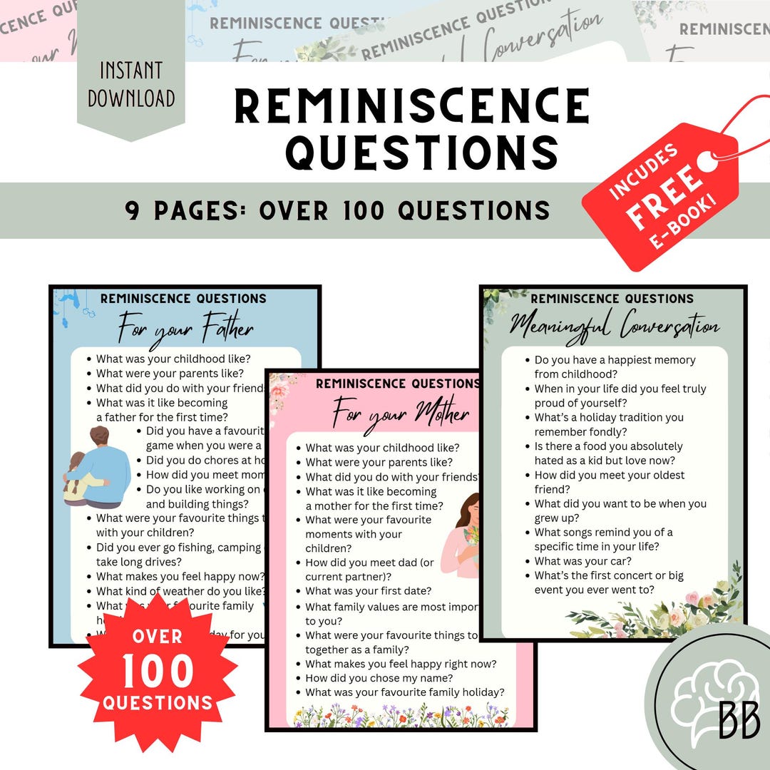 Reminiscence Questions for Seniors: Dementia Activity (digital Download ...